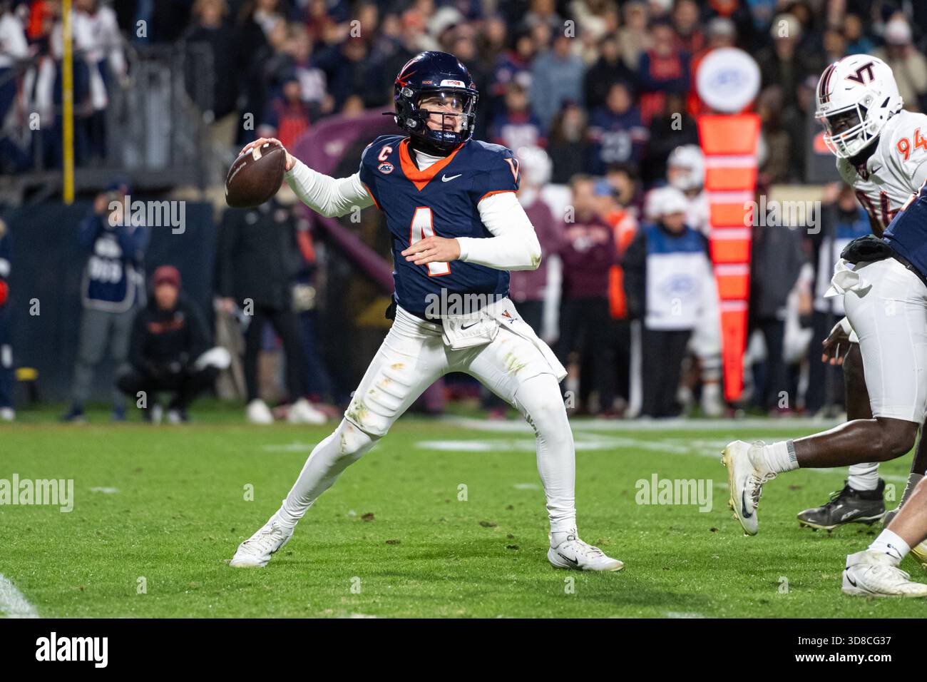 Virginia quarterback Chandler Morris (4) steps back to pass against ...