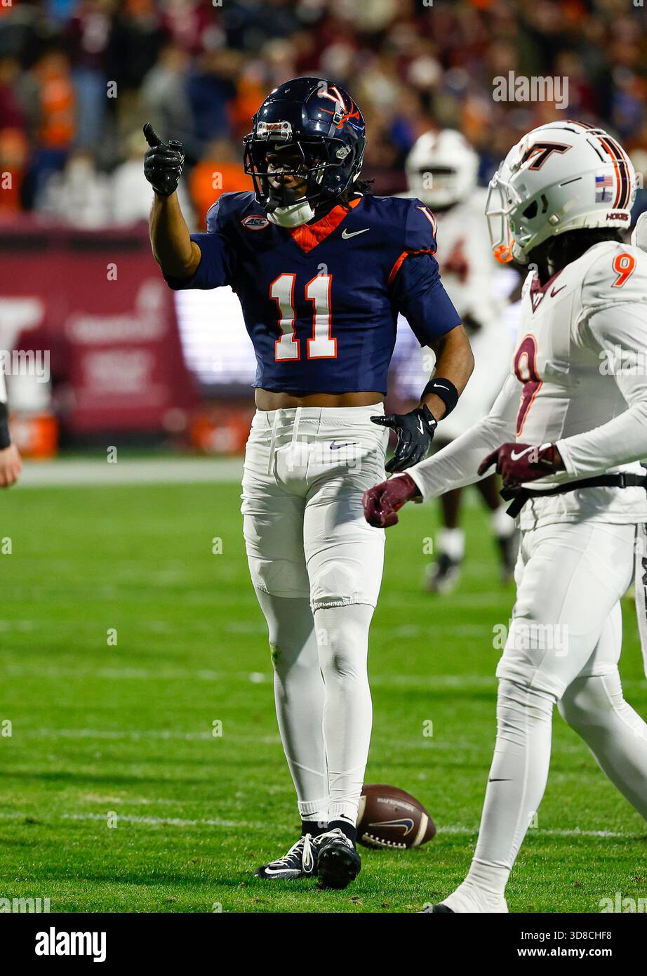 November 29, 2025: Virginia Cavaliers WR #11 Trell Harris points out a ...