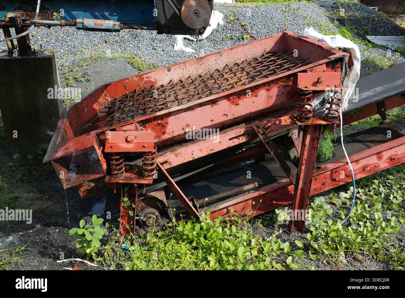 Vintage rusty mining machine ready for industrial recycling with ...