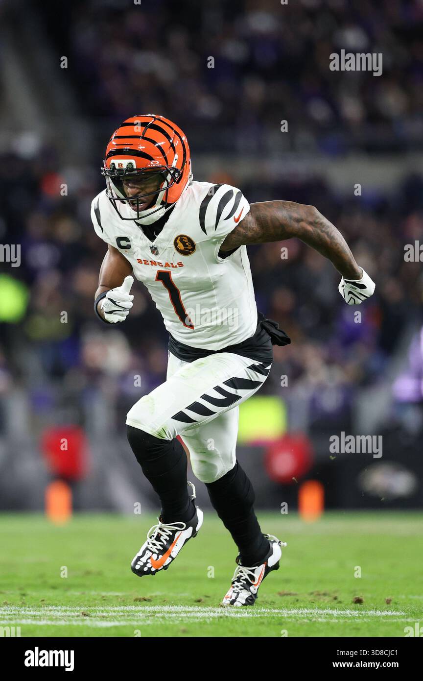 Cincinnati Bengals wide receiver Ja'Marr Chase (1) in action during the ...