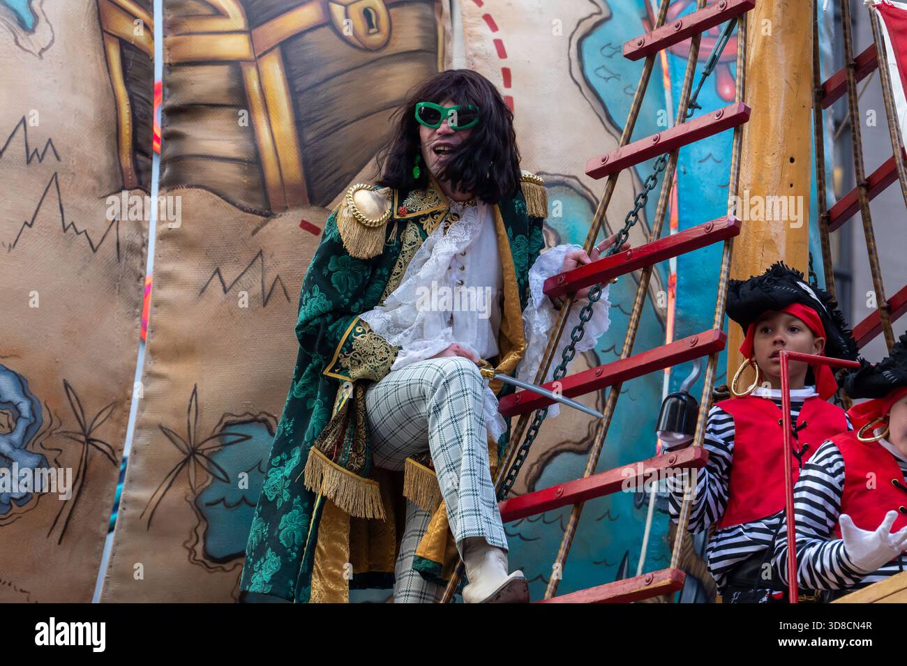 Mr. Fantasy rides the Jolly Polly Pirate Ship by Macy's float during ...