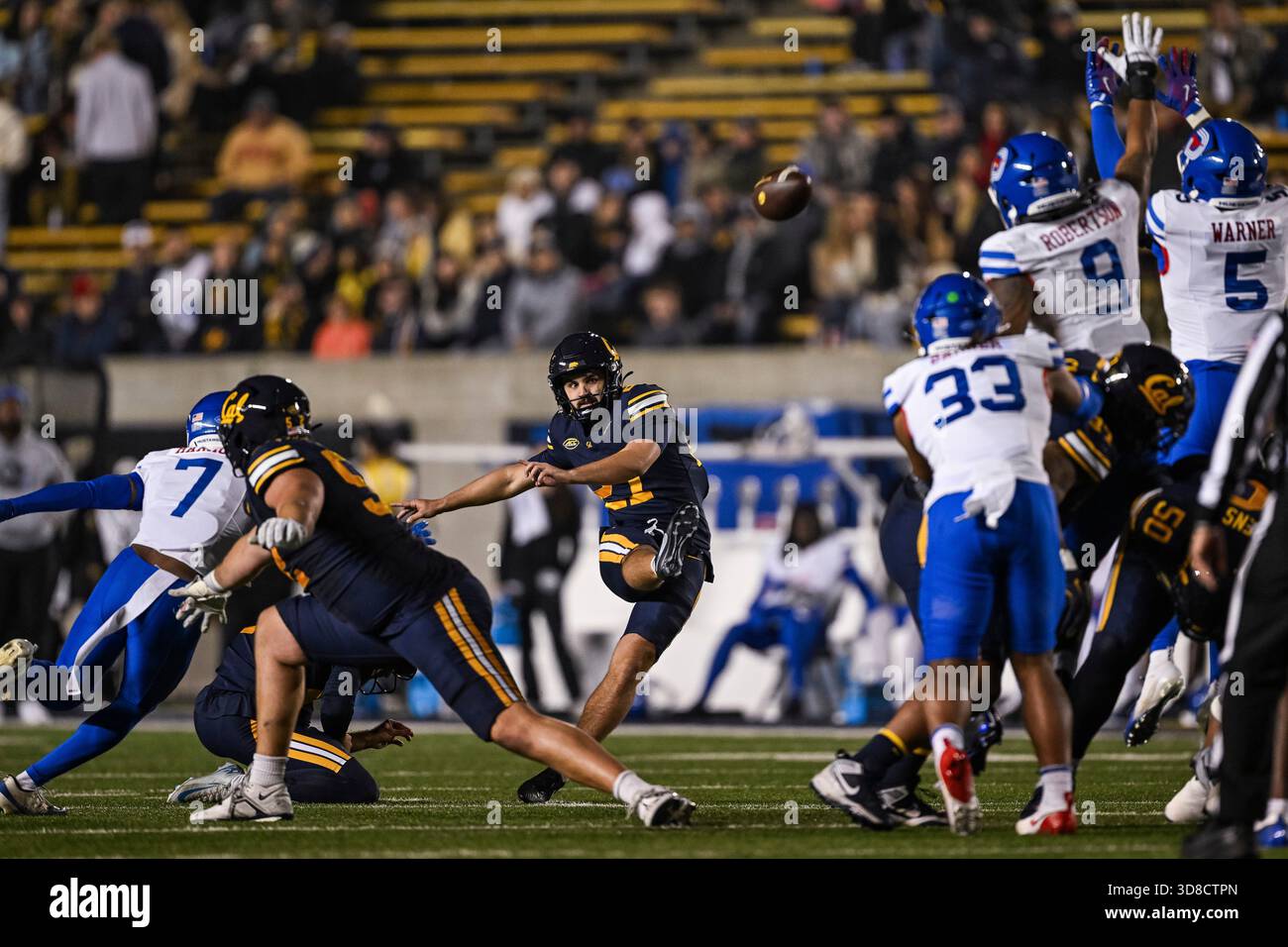 California kicker Abram Murray (27) kicks an extra point during the ...