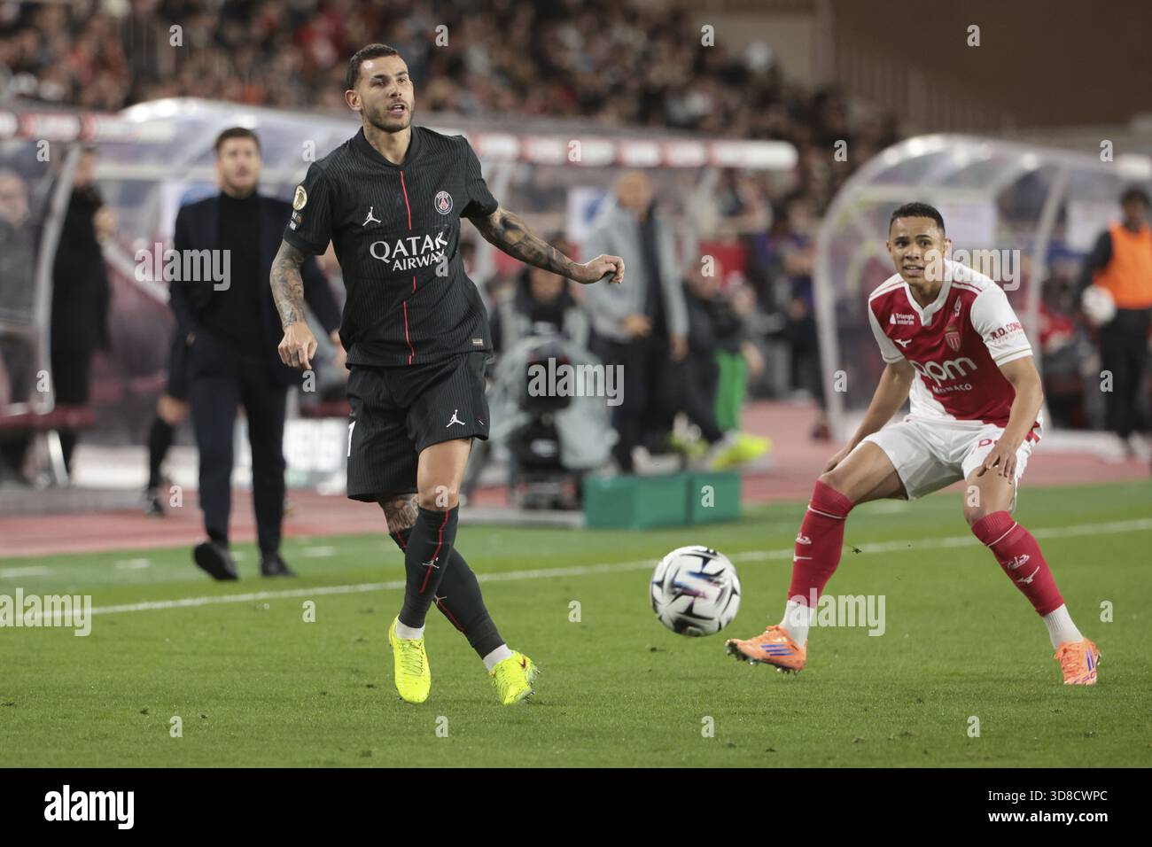 Lucas Hernandez of PSG, Vanderson de Oliveira Campos of Monaco during ...