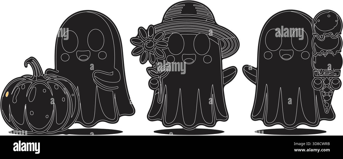 Cute ghosts set Cut Out Stock Images & Pictures - Alamy
