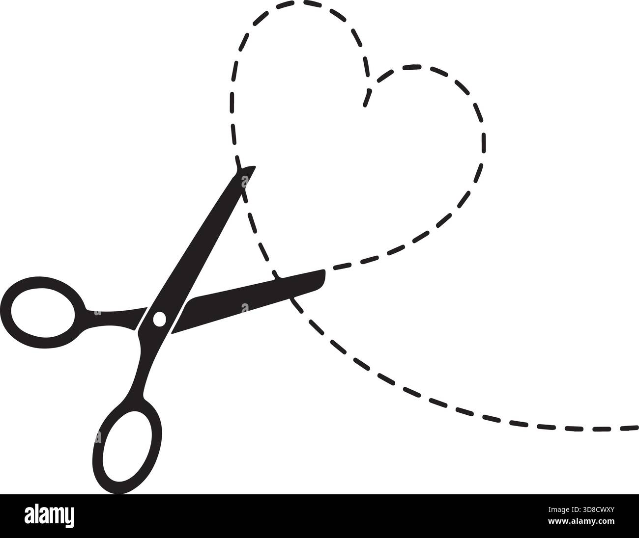 Scissors dashed line Cut Out Stock Images & Pictures - Alamy