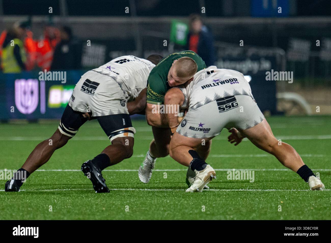 Jordan Duggan of Connacht tackled by Makazole Mapimpi of Sharks and ...
