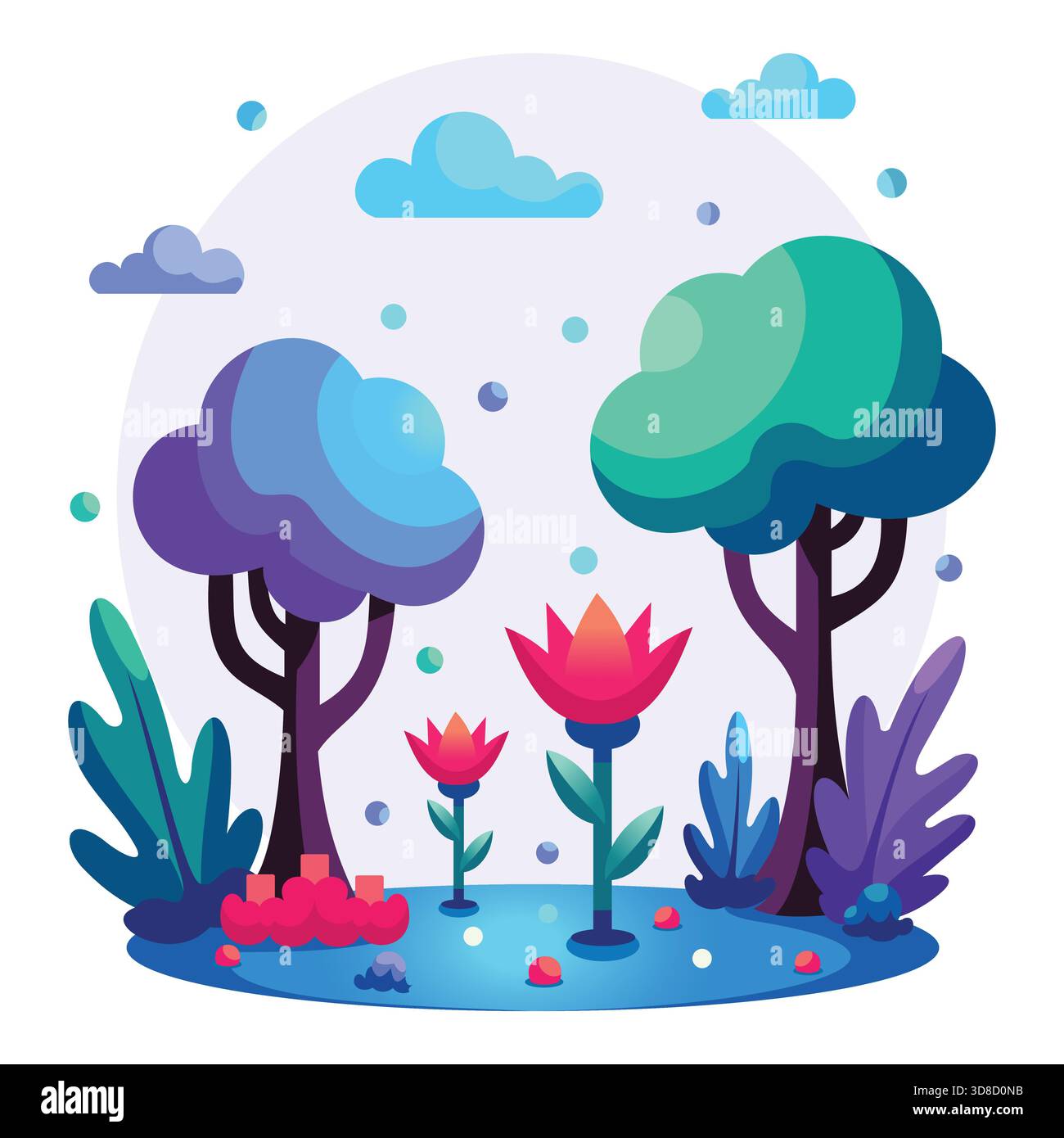 Landscape spring trees blooming Cut Out Stock Images & Pictures - Alamy