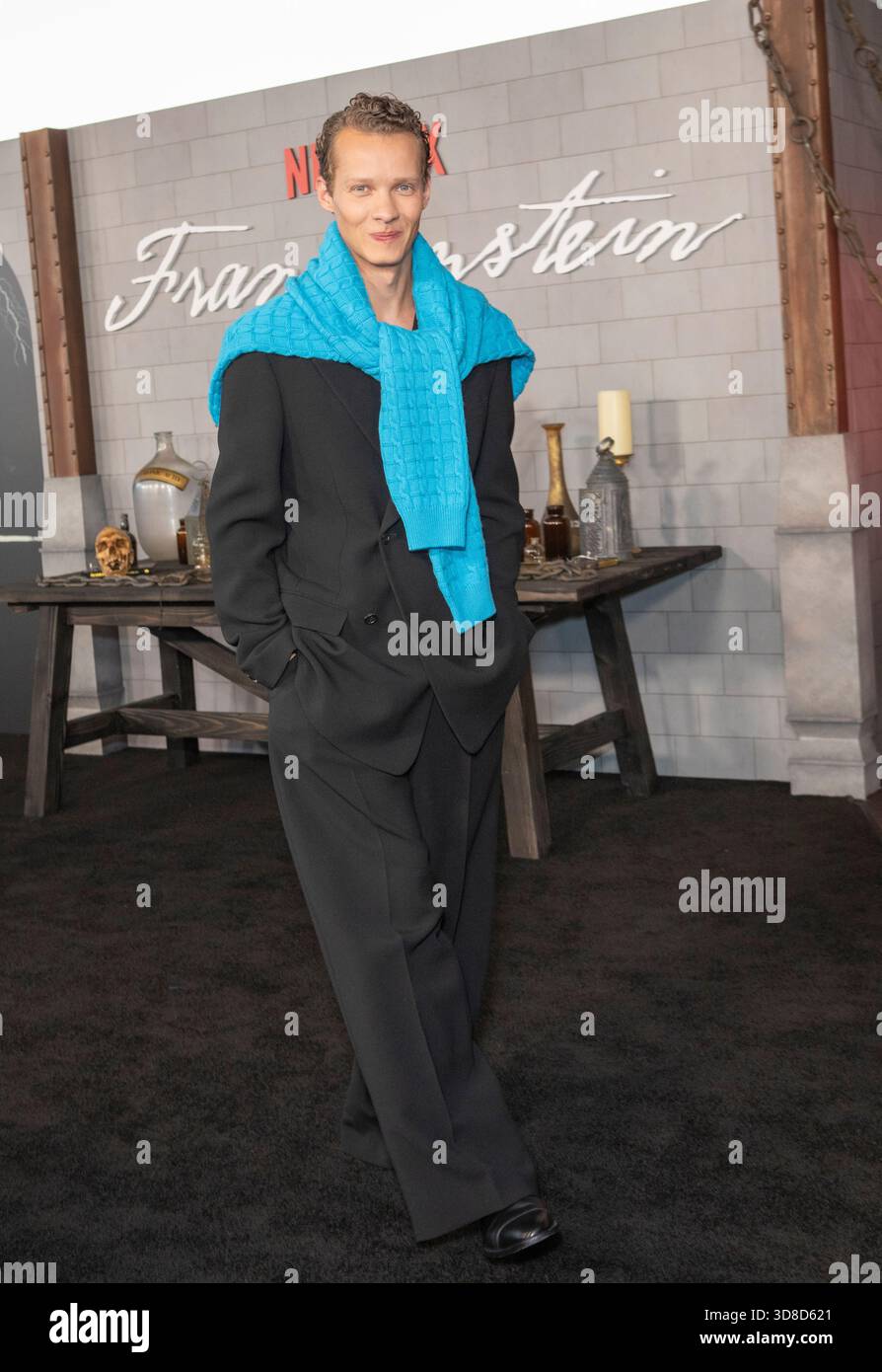 Felix Kammerer attends Netflix's premiere of "Frankenstein" at the ...