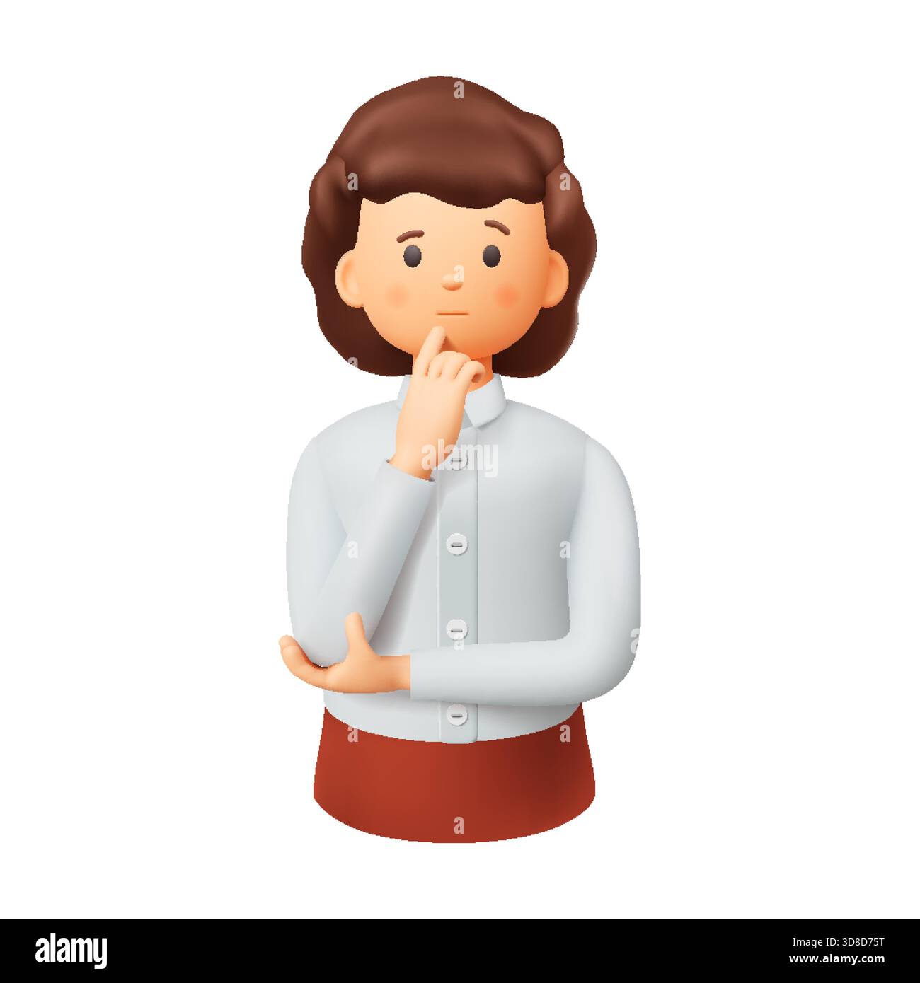 Cartoon character with curly hair and neutral expression in digital ...