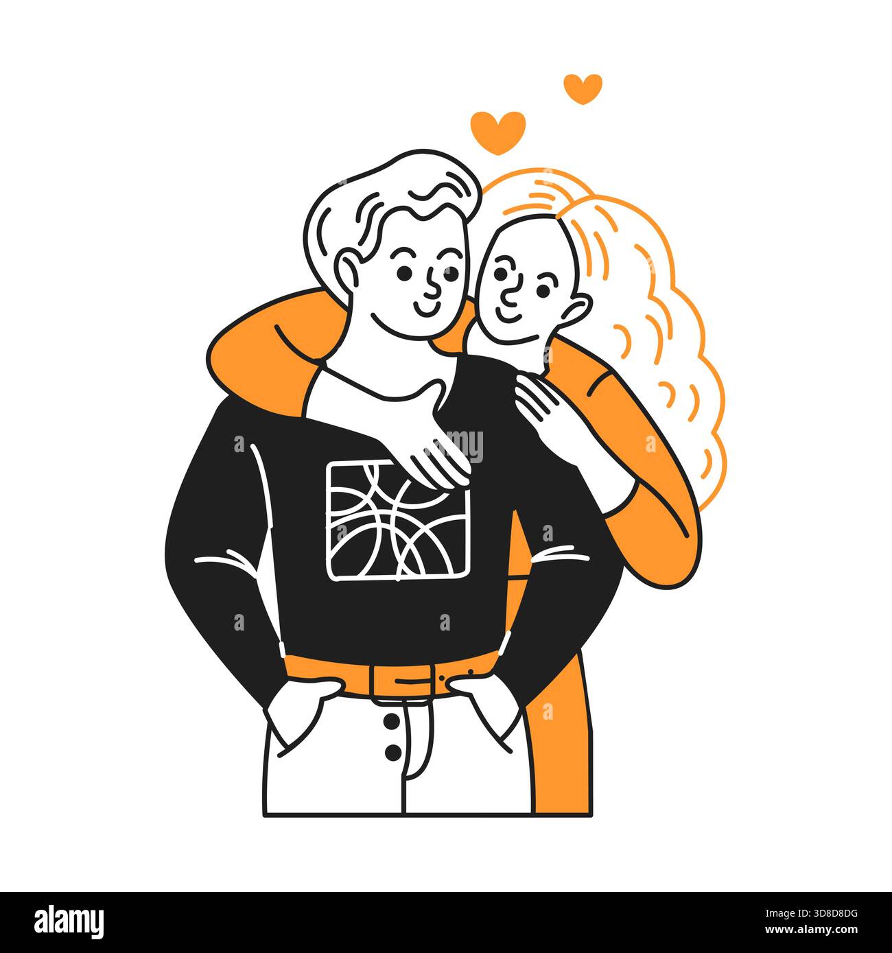 Silhouette happy young couple embracing Stock Vector Images - Alamy