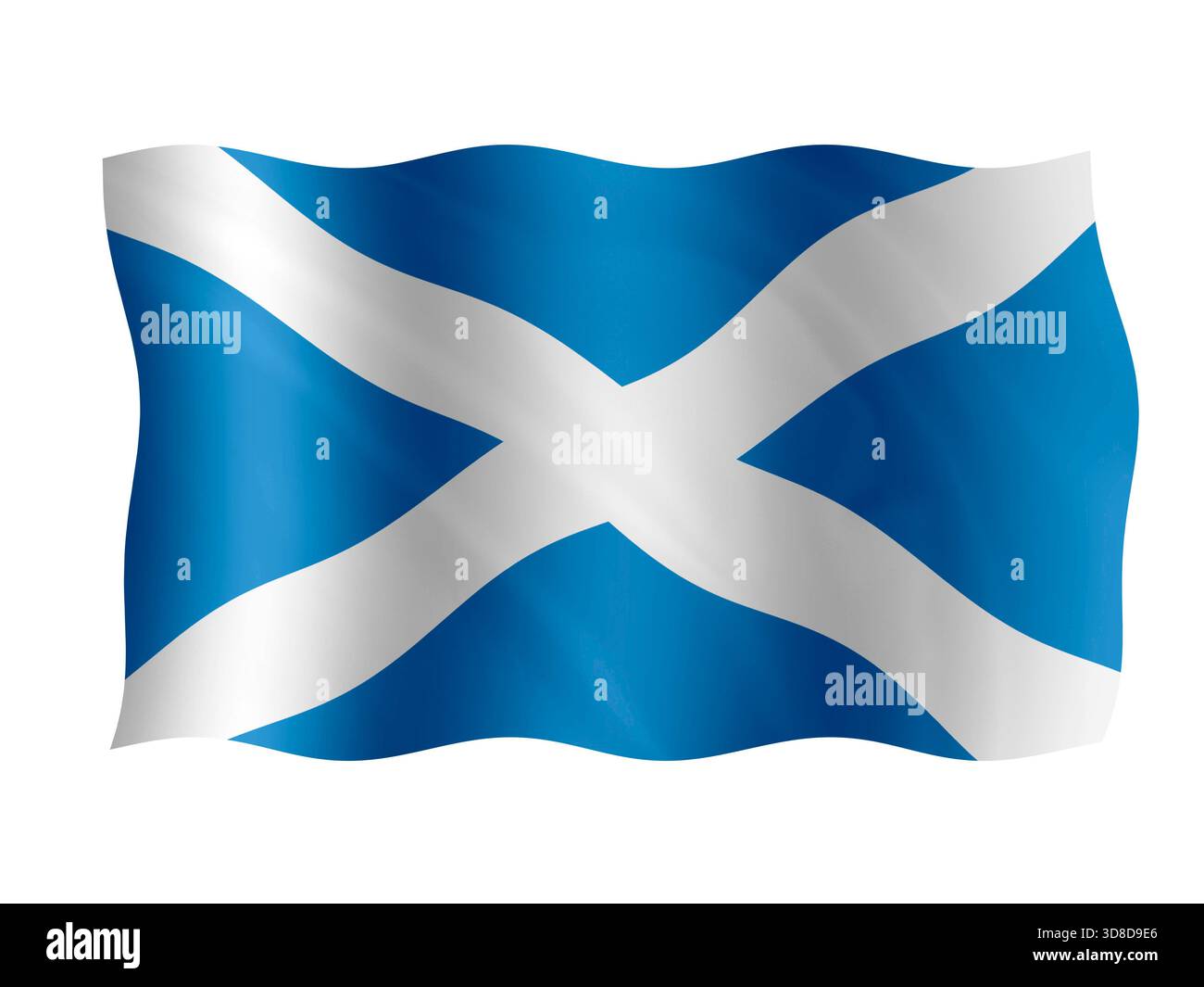 Digital composite. Flag of Scotland waving with a fabric overlay. Saint ...