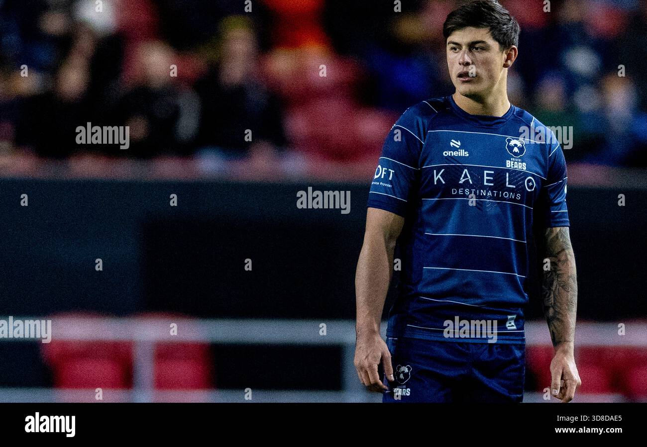 Bristol Bear’s Louis Rees-Zammit Gallagher Prem Rugby match at Ashton ...