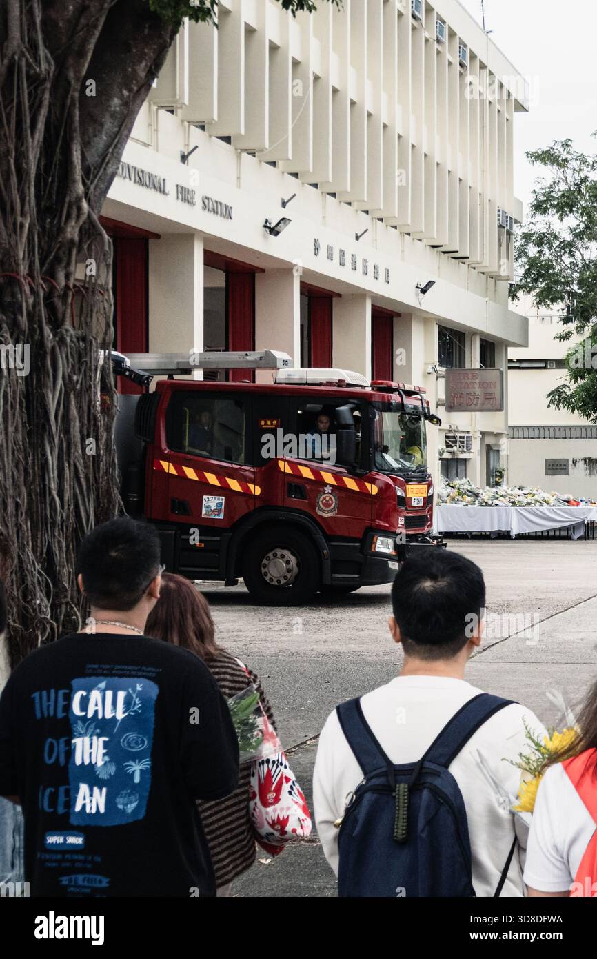 Sha Tin, HONG KONG, China: People gathered outside the Sha Tin Fire ...