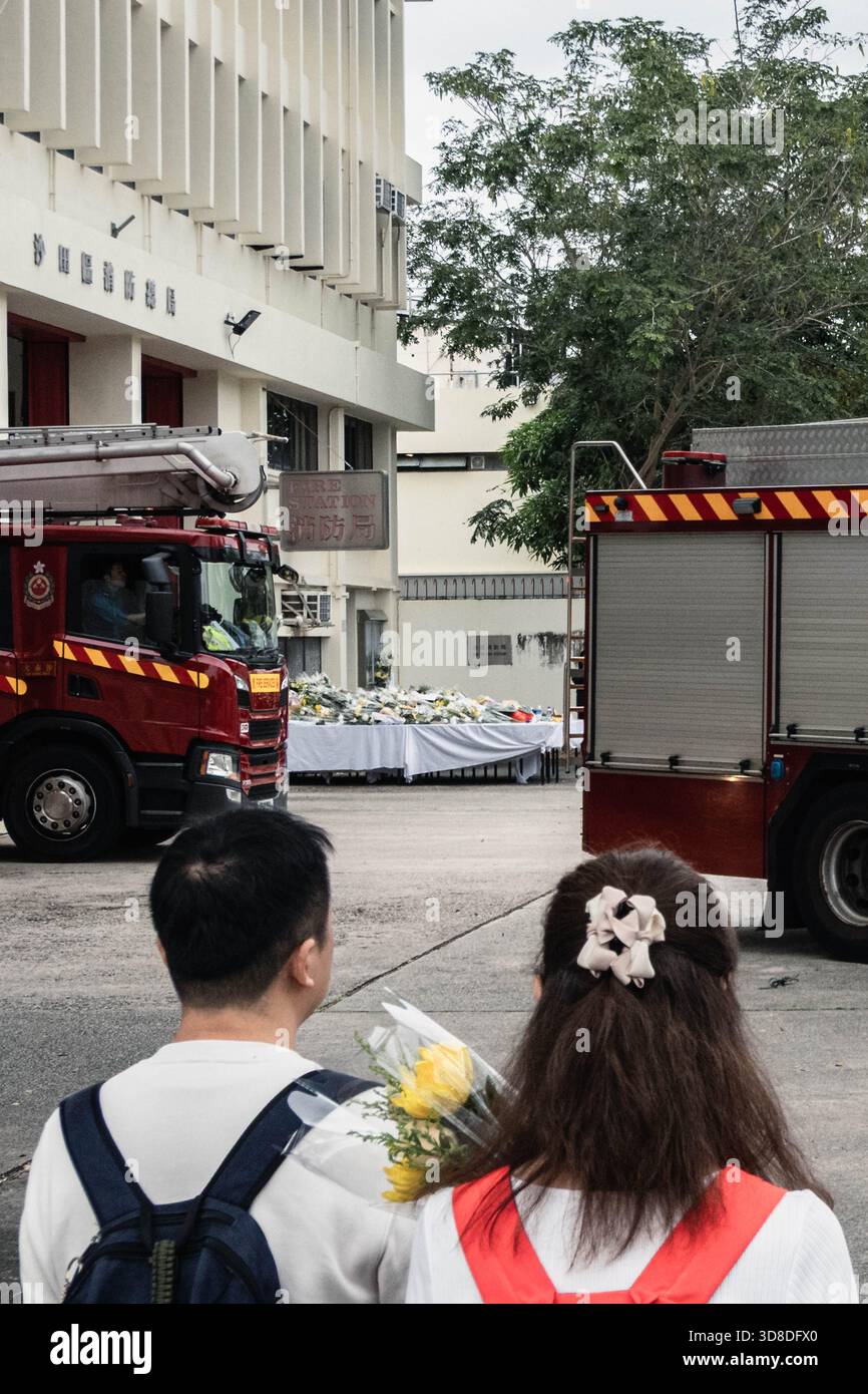 Sha Tin, HONG KONG, China: People gathered outside the Sha Tin Fire ...