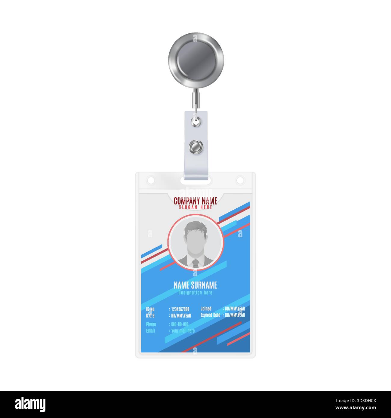 A detailed digital illustration of a professional identification badge ...