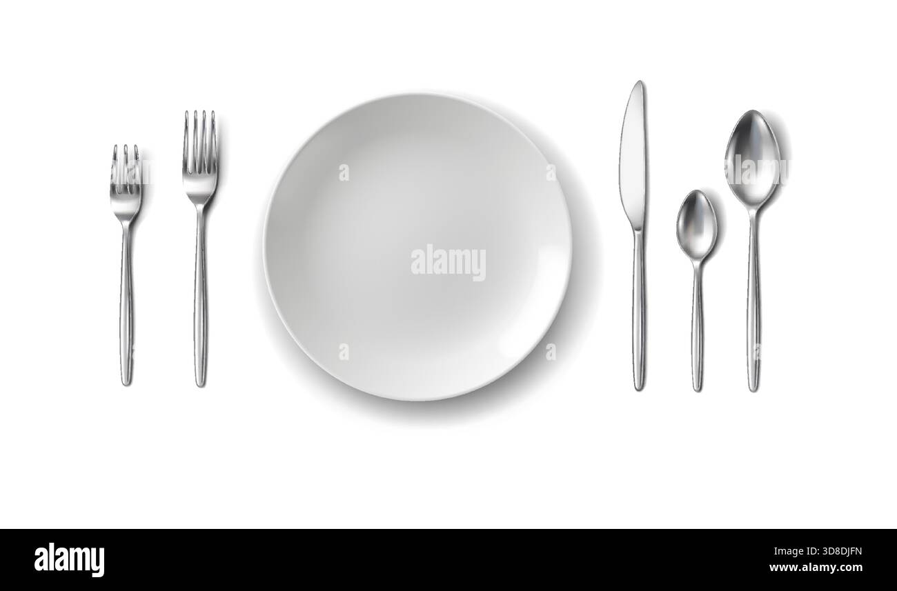 Realistic vector illustration of a table setting. Includes a clean ...