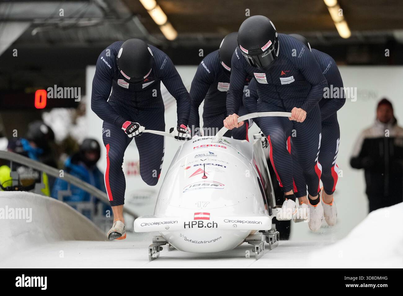 Markus Treichl, Markus Sammer, Sascha Stepan and Kristian Huber, of Austria, compete in the 4 ...