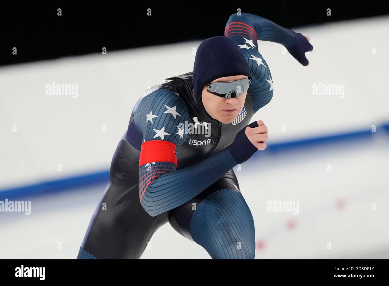 US David Provod competes during the 500m men's speed skating Junior ...
