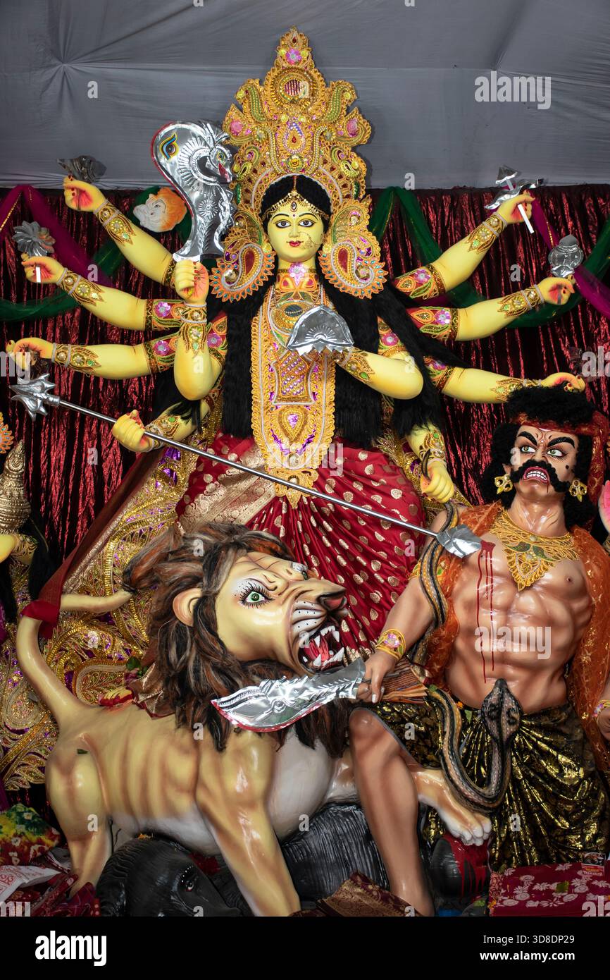 Idol of Goddess Durga in Durga Puja 2025 organized by Sadarghat Kali ...