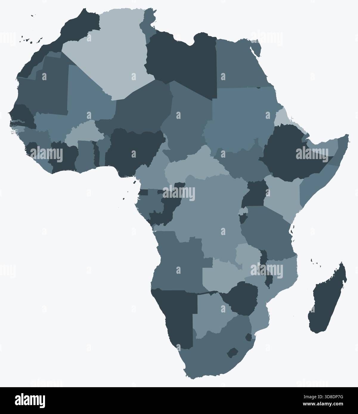 Map of Africa with countries. Just a simple continent border map with ...