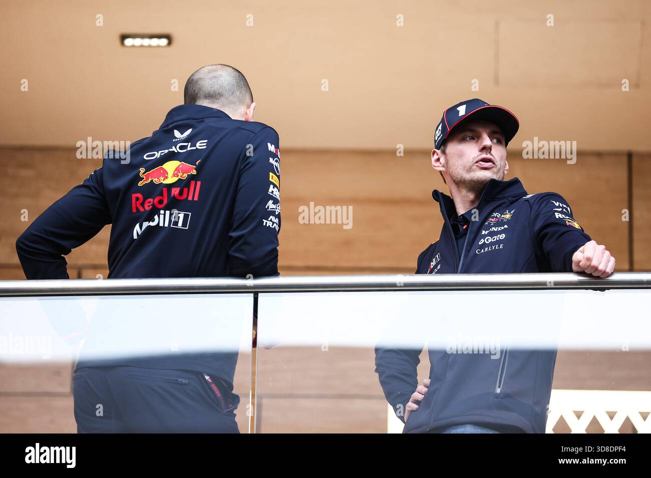 VERSTAPPEN Max (ned), Red Bull Racing RB21, portrait and LAMBIASE ...