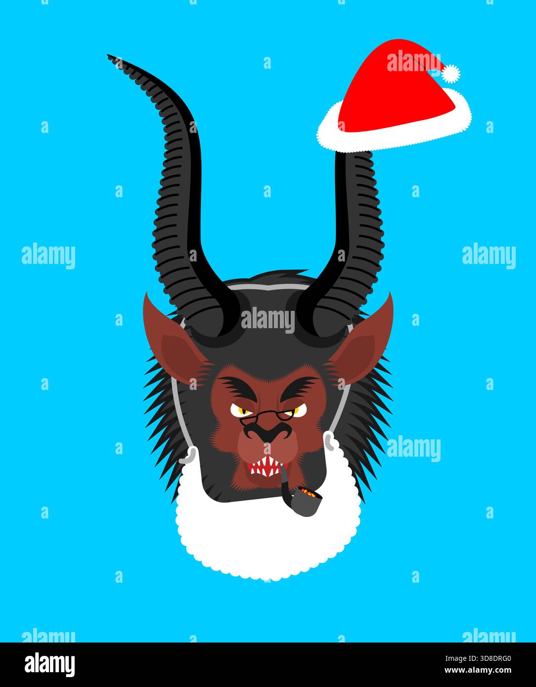 Krampus, the festive anti-Santa, wearing a Santa hat and a fake beard ...