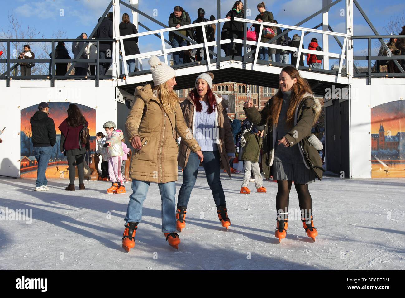 AMSTERDAM,NETHERLANDS - NOVEMBER 30: Members of the public skating on ...