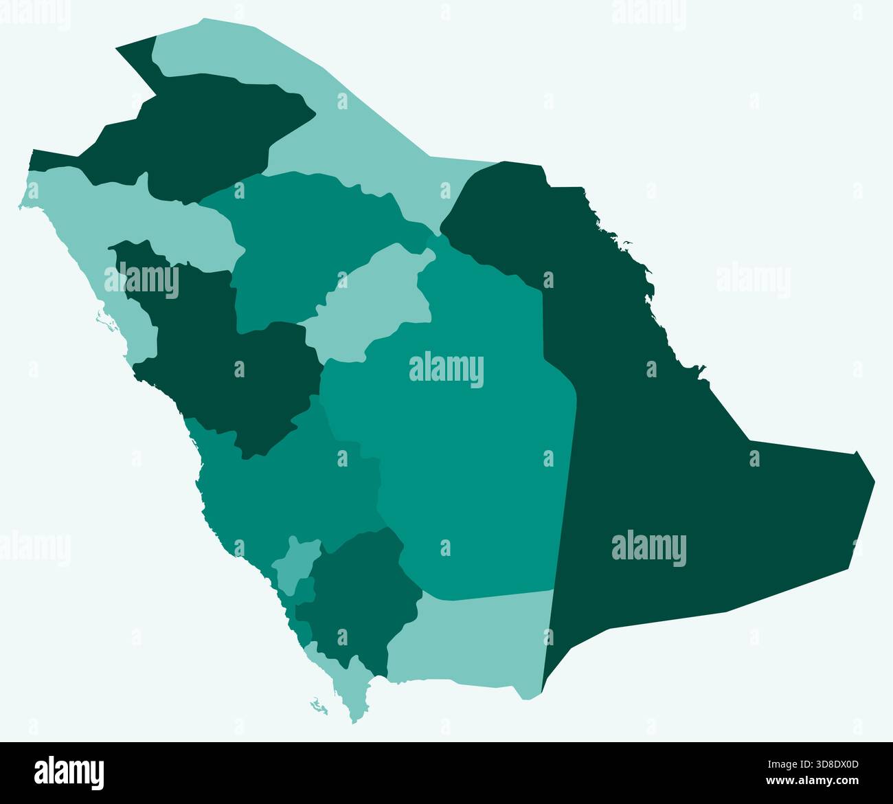 Map of Saudi Arabia with regions. Simple country border map with region ...