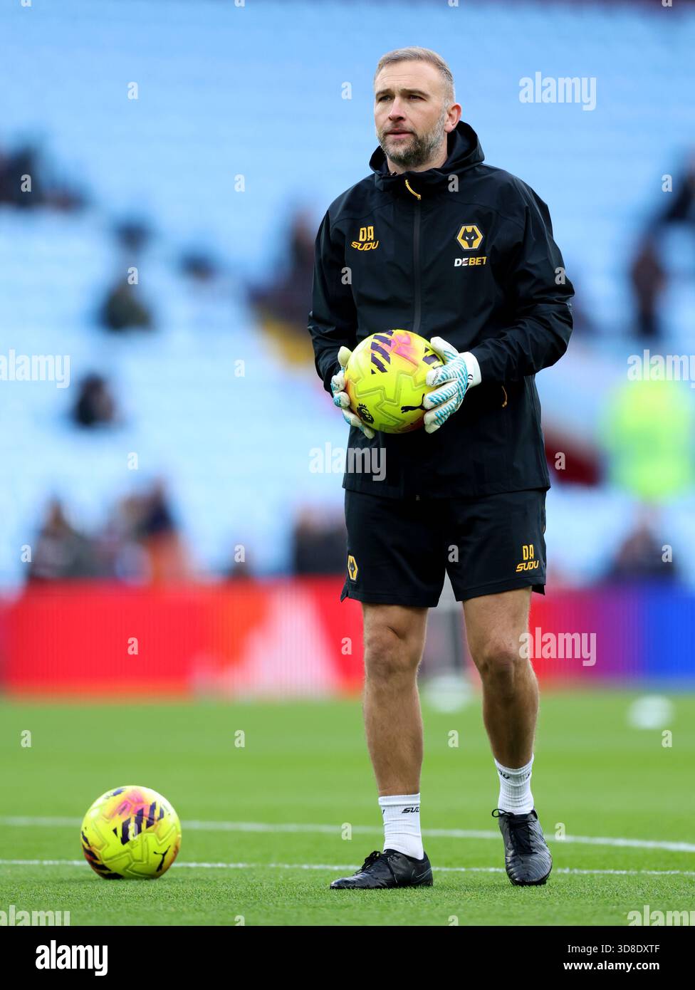 Wolverhampton Wanderers goalkeeper coach Danny Alcock during the warm ...
