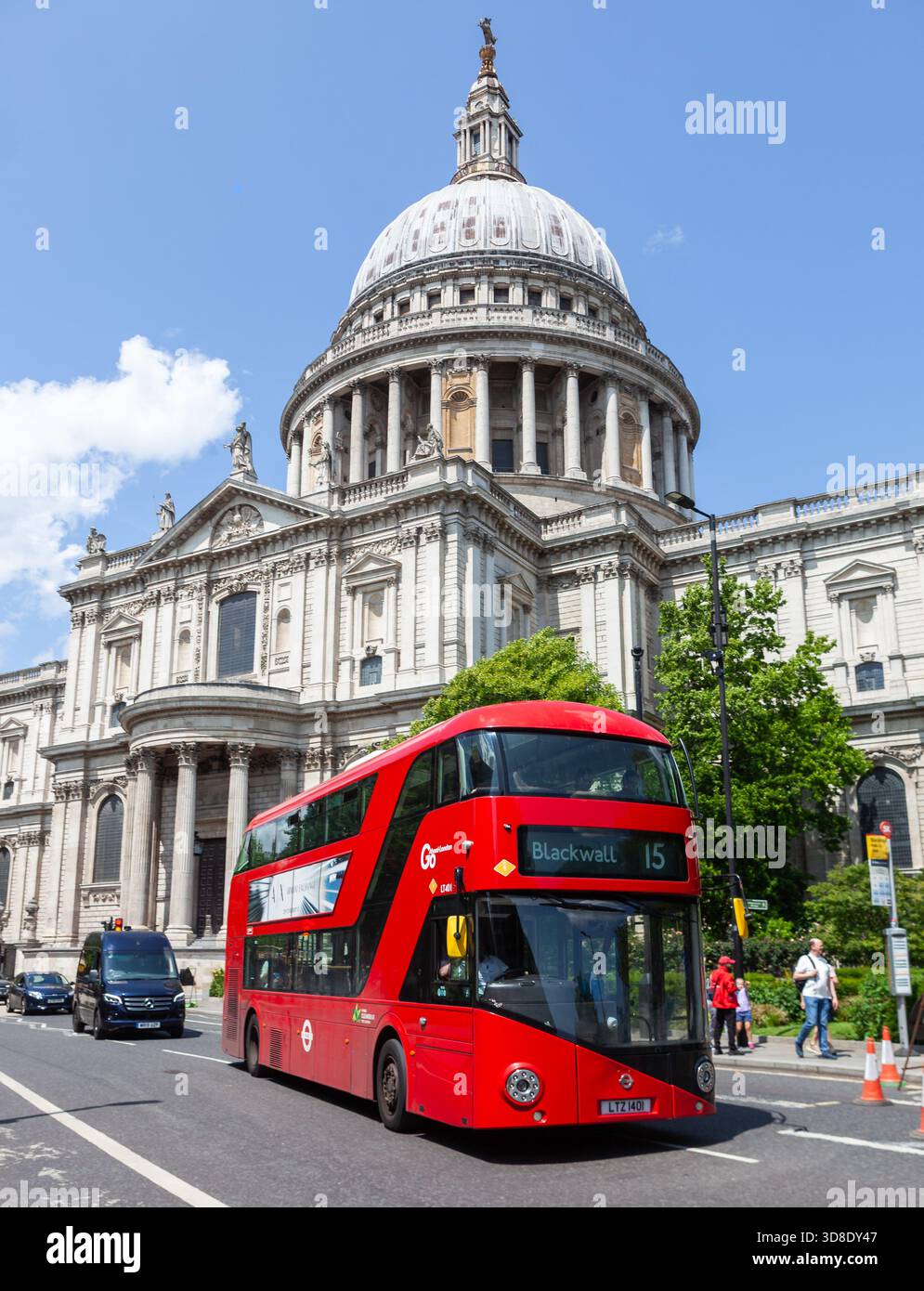 London, UK - June 14, 2025: A red double-decker London bus in front of ...