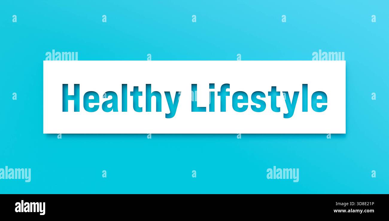 Healthy Lifestyle. Healthy Lifestyle. Die-cut letters on blue ...