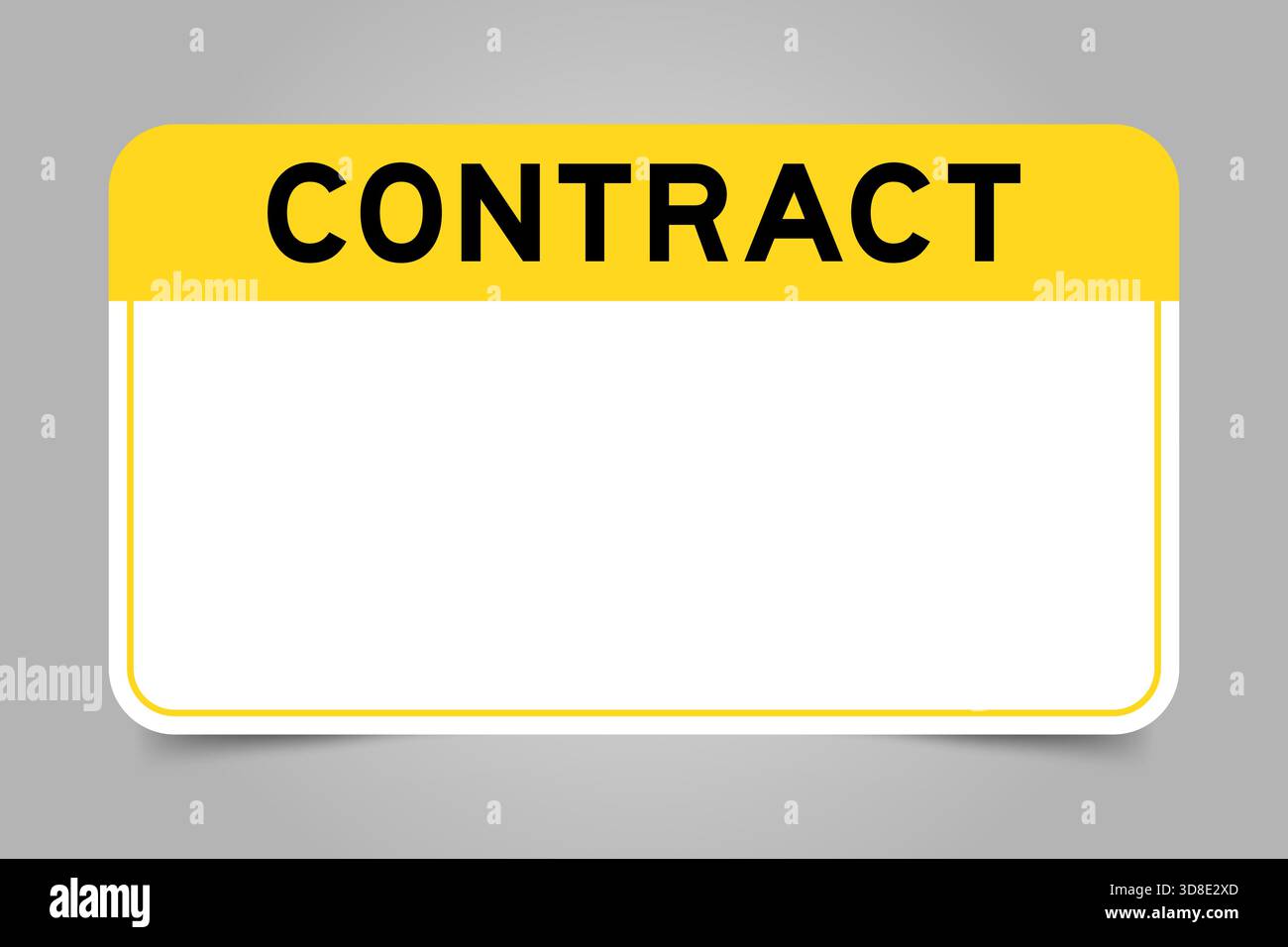 Label banner that have yellow headline with word contract and white ...