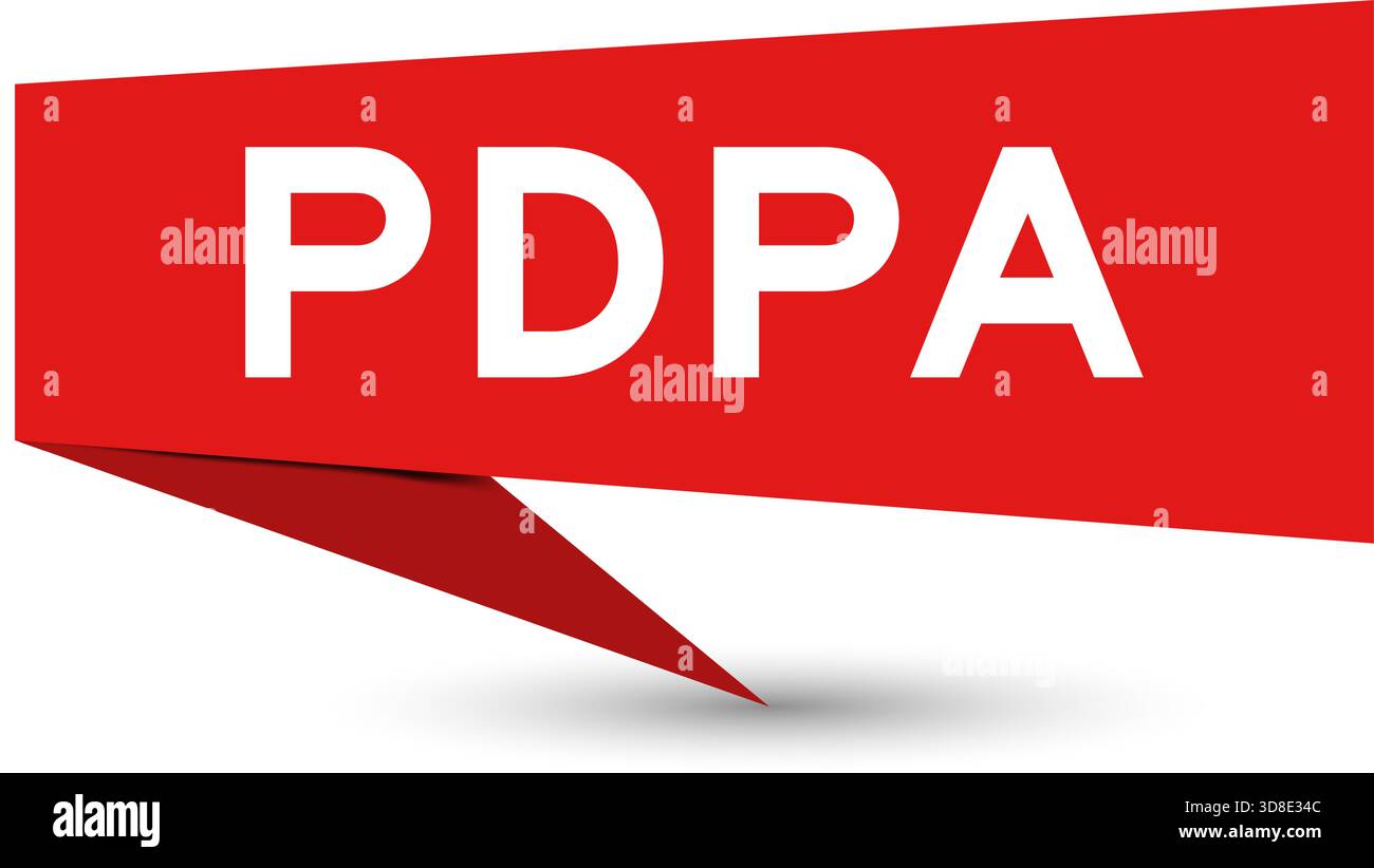 Red color speech banner with word PDPA (Abbreviation of personal data ...
