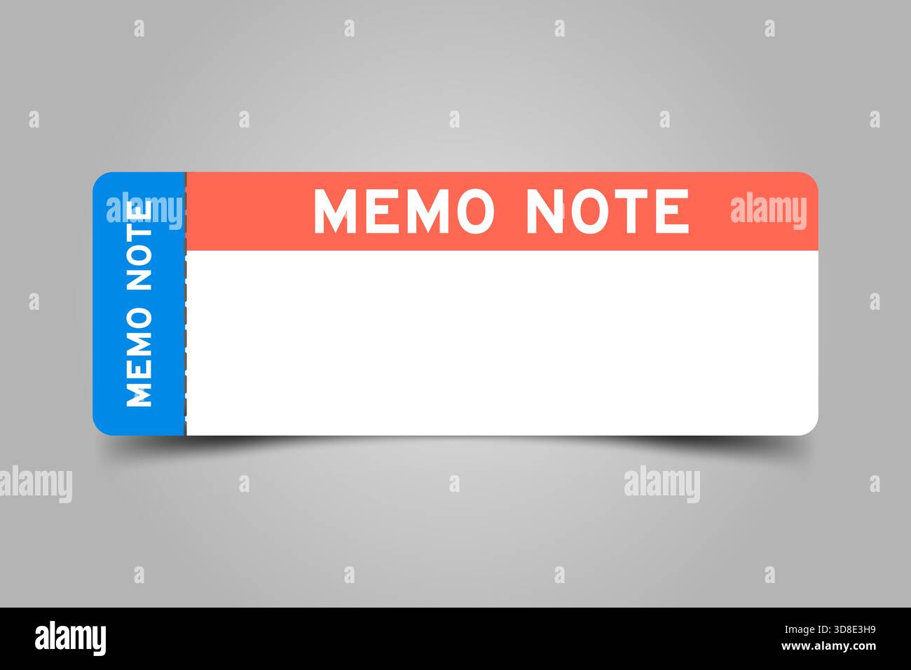 Blue and orange color ticket with word memo note and white copy space ...