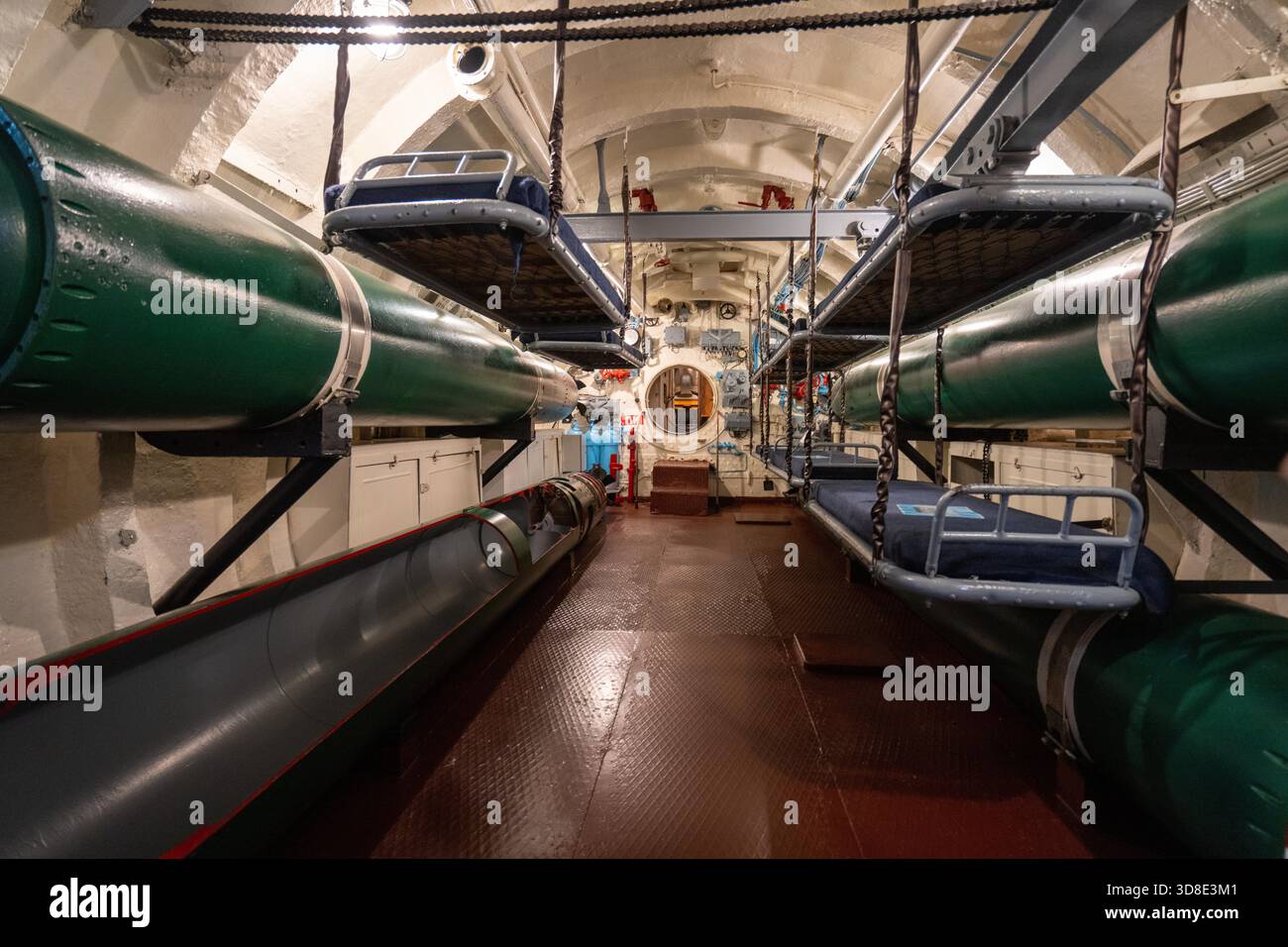 Inside a Soviet submarine located in Vladivostok, Russia, various ...
