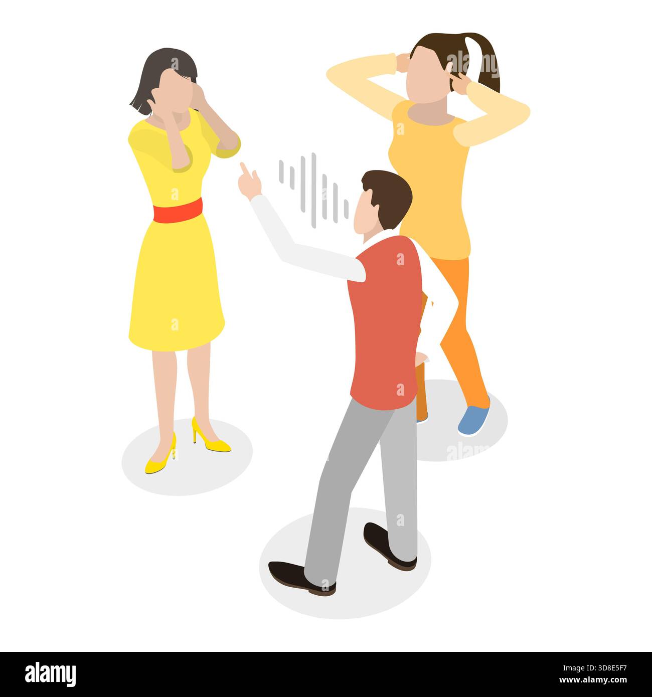 3D Isometric Flat Illustration of Loud Sounds, Noise Pollution. Item 2 ...