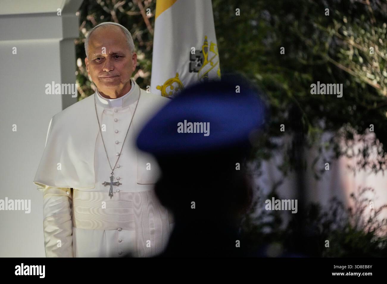 Pope Leo XIV attends an arrival ceremony at Beirut International ...