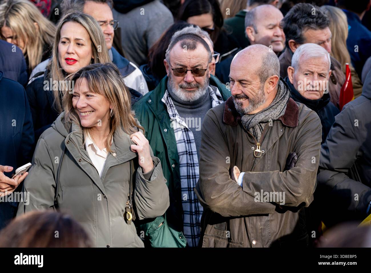 The president of the Senate, Pedro Rollán (r) during the rally against ...