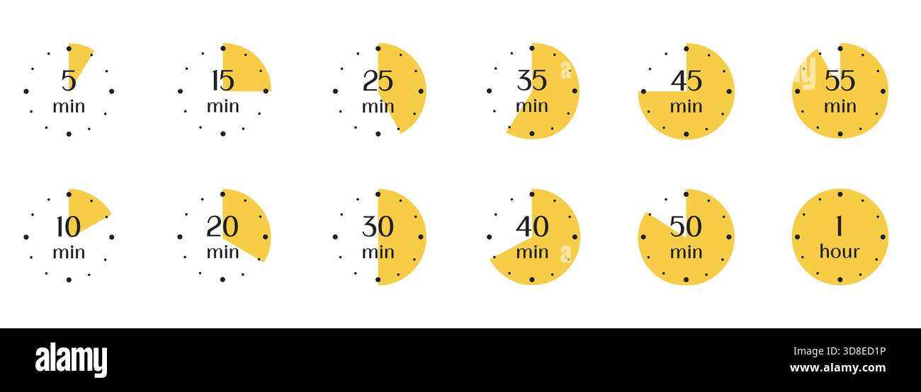 Timer, clock, stopwatch isolated set icons. Countdown timer symbol icon ...