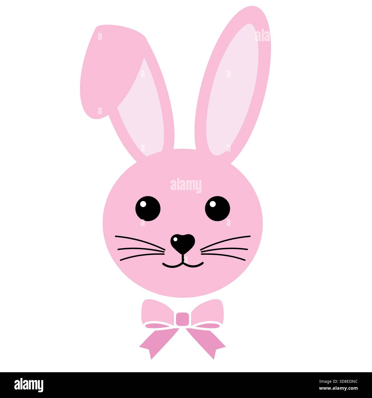 Illustration of a cute pink rabbit with a bow on a white background ...
