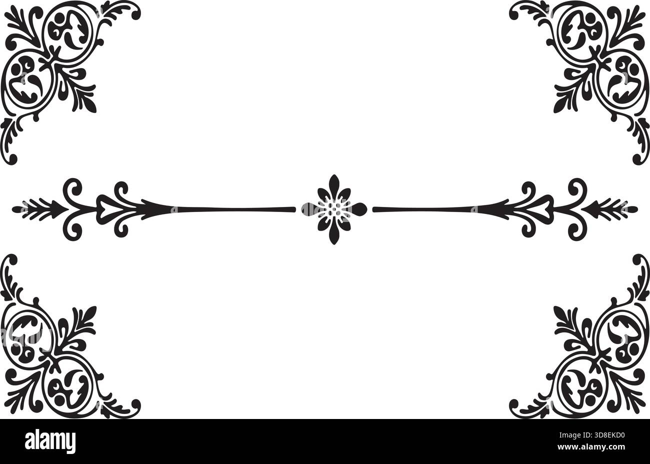 Decorative divider set ornamental Black and White Stock Photos & Images ...