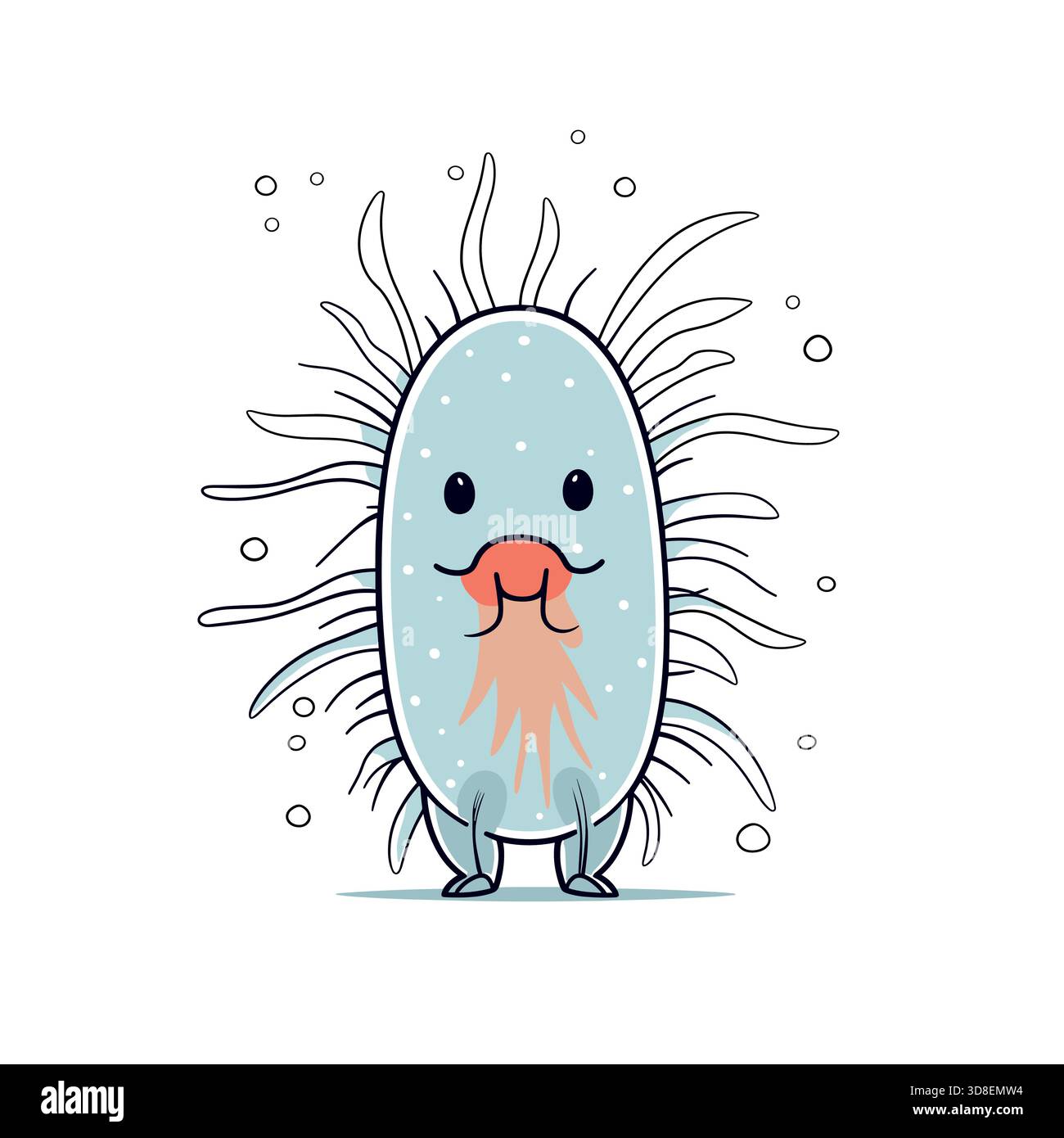 Cartoon germ character standing on two feet with cute expression Stock ...