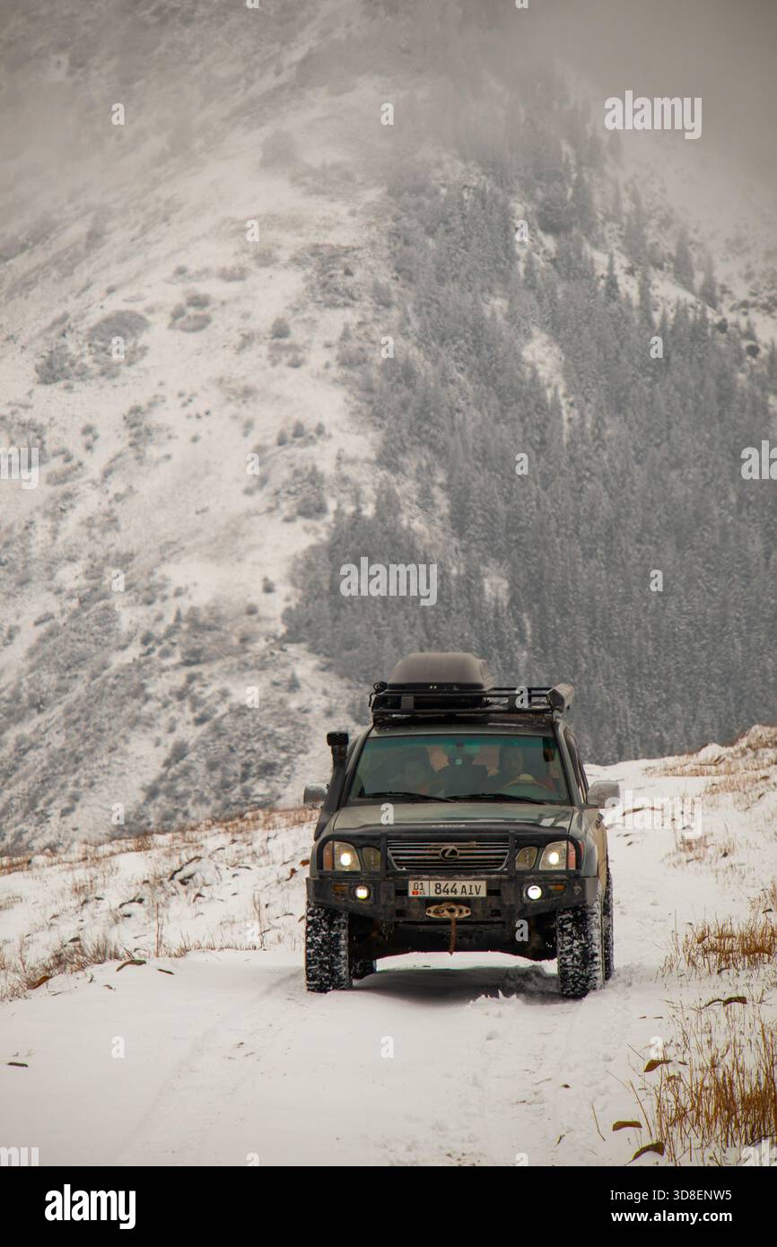 Kyrgyzstan - November 24, 2024: A modified Lexus LX 470 SUV drives ...