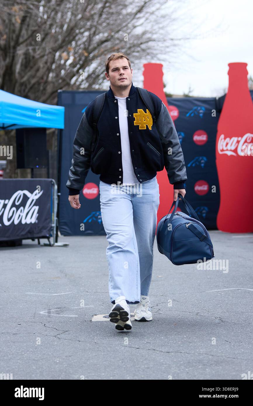 Carolina Panthers tight end Mitchell Evans arrives at Bank of America ...