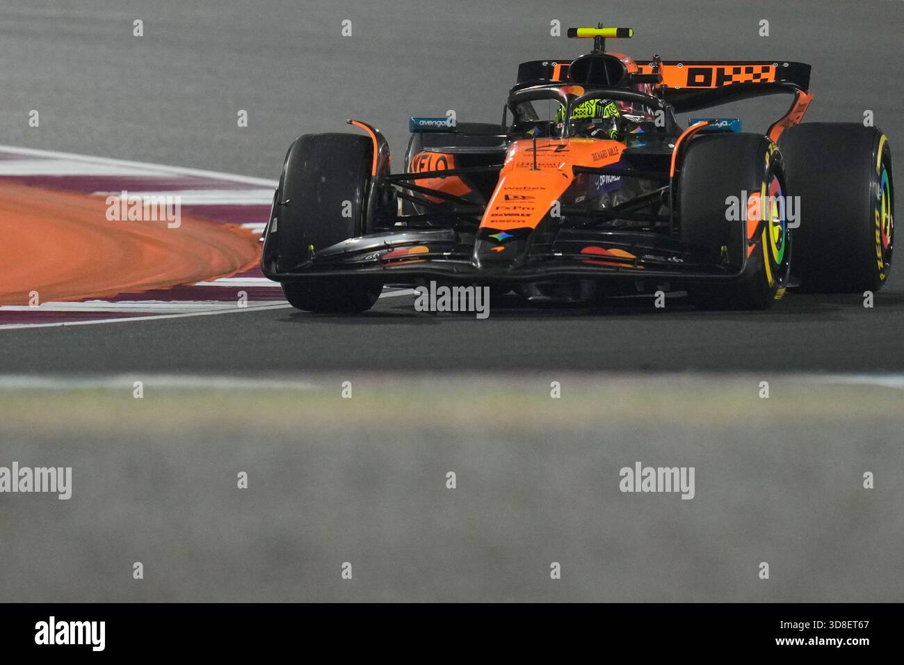 McLaren driver Lando Norris of Britain steers his car during the Qatar ...