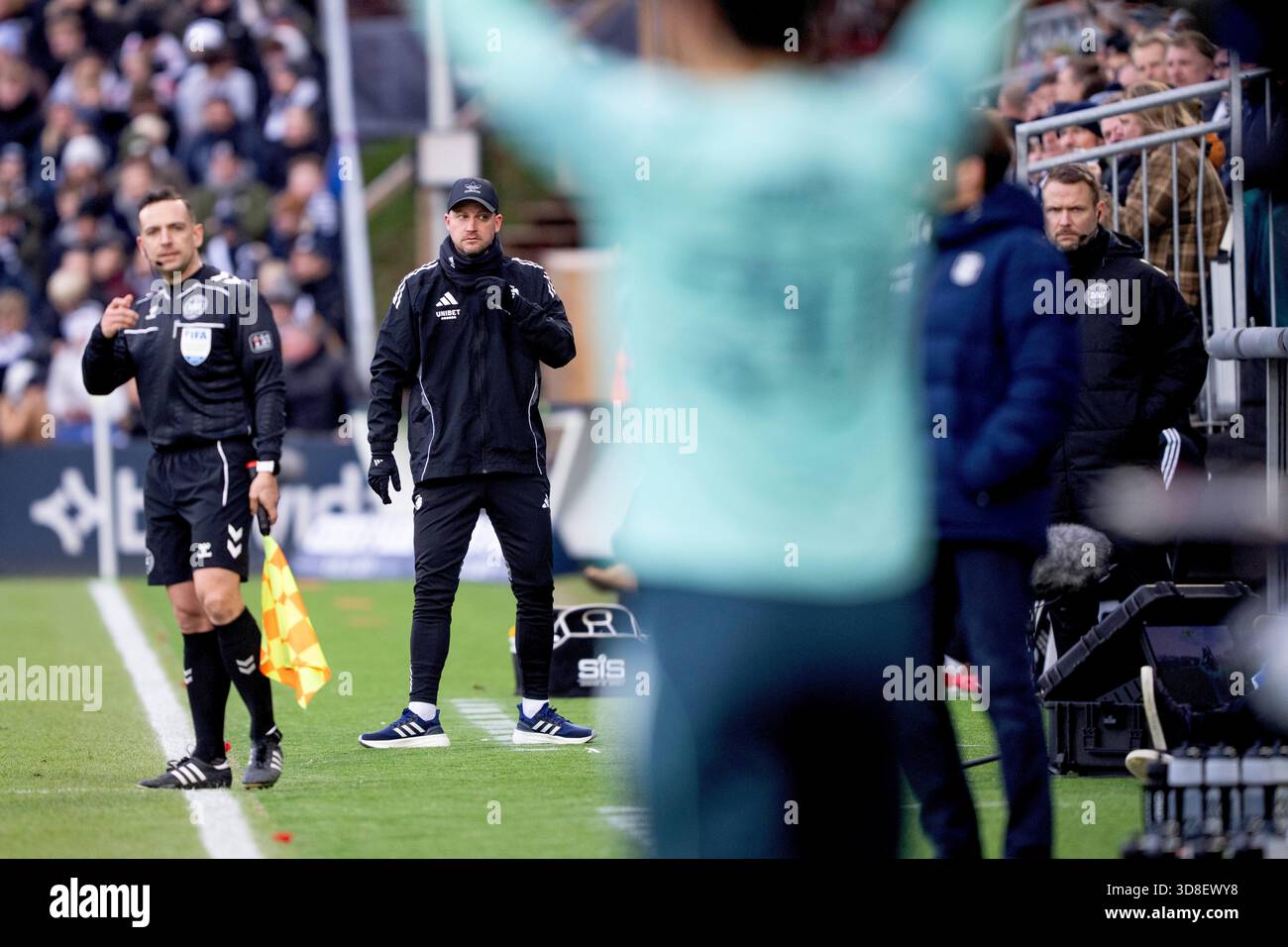 FCK's head coach Jacob Neestrup during the Super League match between ...