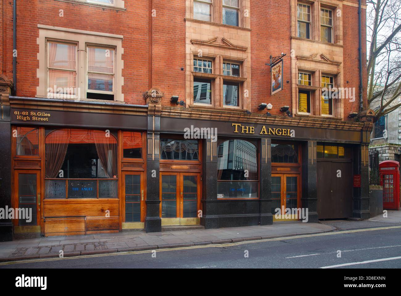 The famous Angel pub historic building facade in St Giles High Street ...
