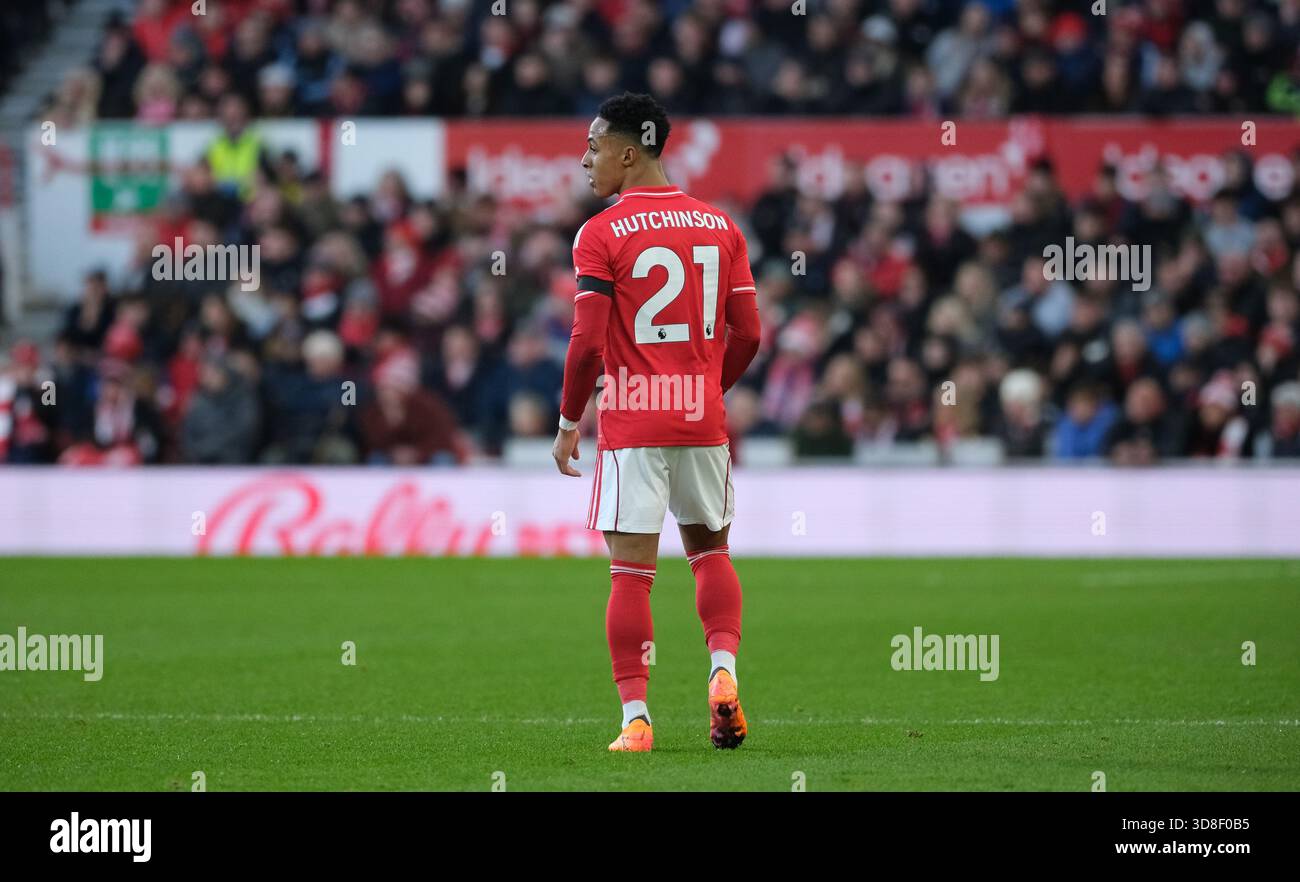 Omari Hutchinson of Nottingham Forest seen during the Premier league ...