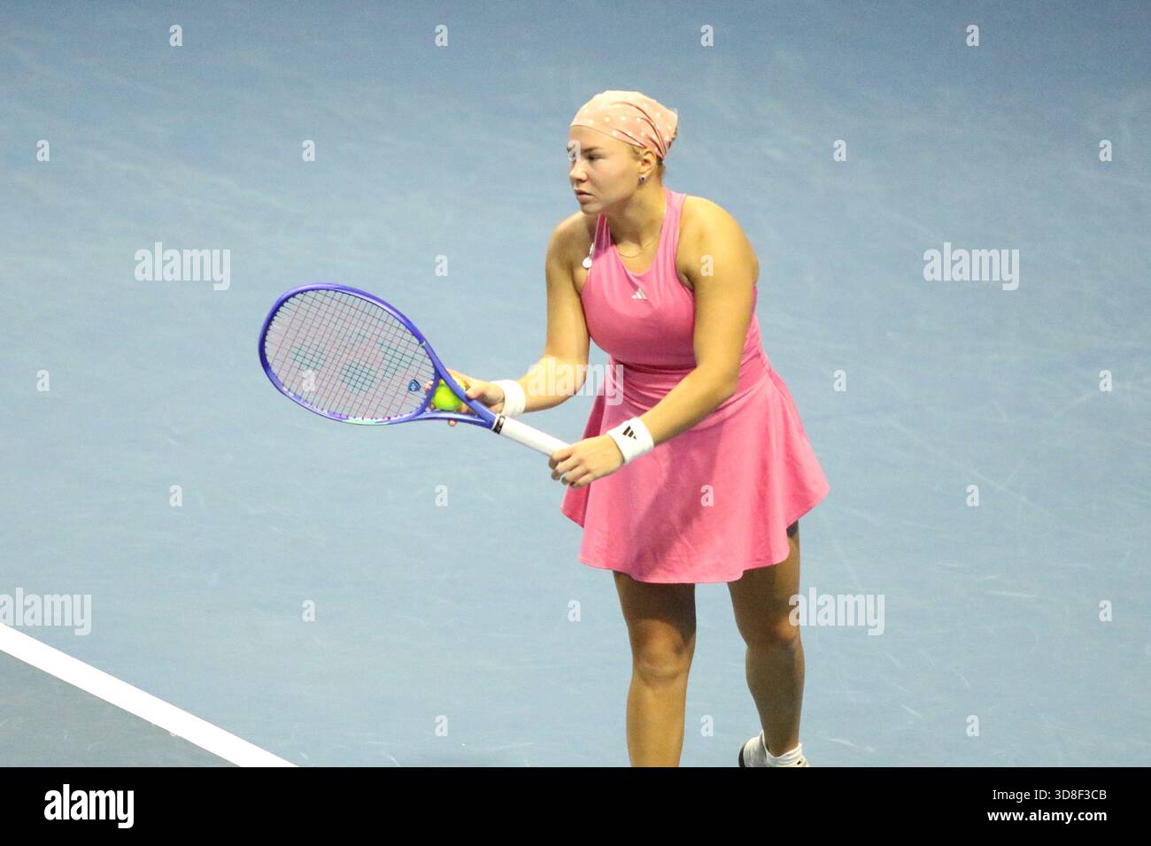 Diana Shnaider of Russia plays against Veronika Kudermetova of Russia (Not in view) during the ...