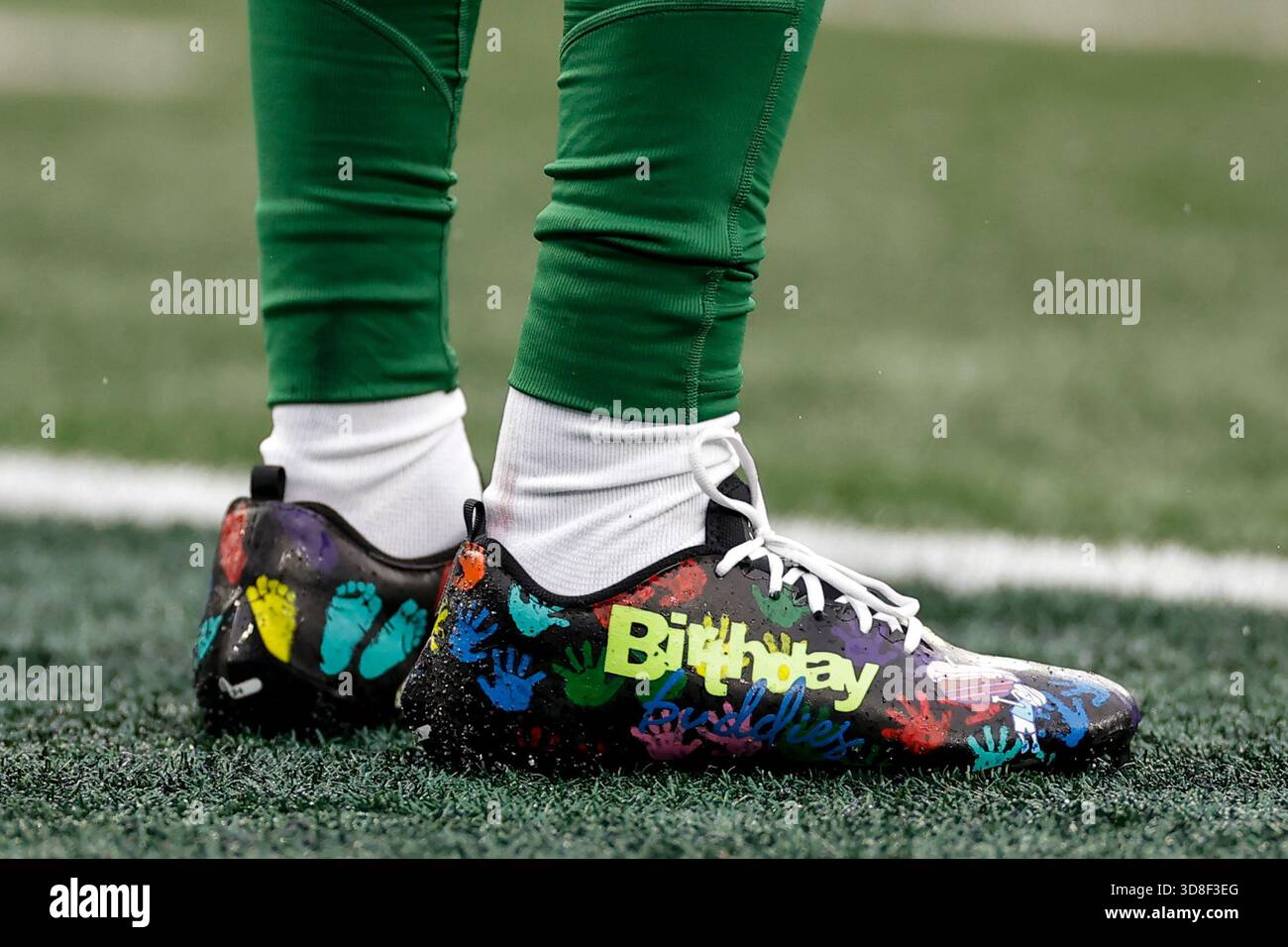 New York Jets running back Kene Nwangwu warms up before an NFL football game against the Atlanta ...